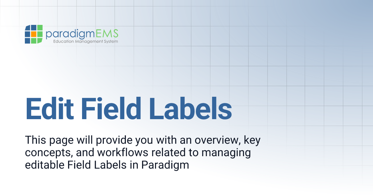 Edit Field Labels | Silverband Documentation