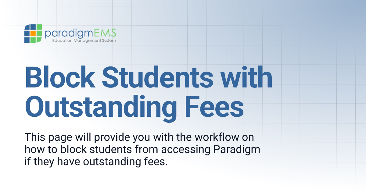 Block Students with Outstanding Fees | Silverband Documentation