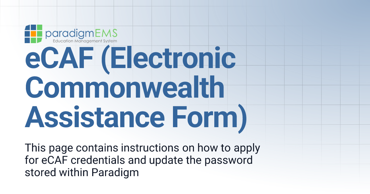 eCAF (Electronic Commonwealth Assistance Form) | Paradigm Knowledge ...