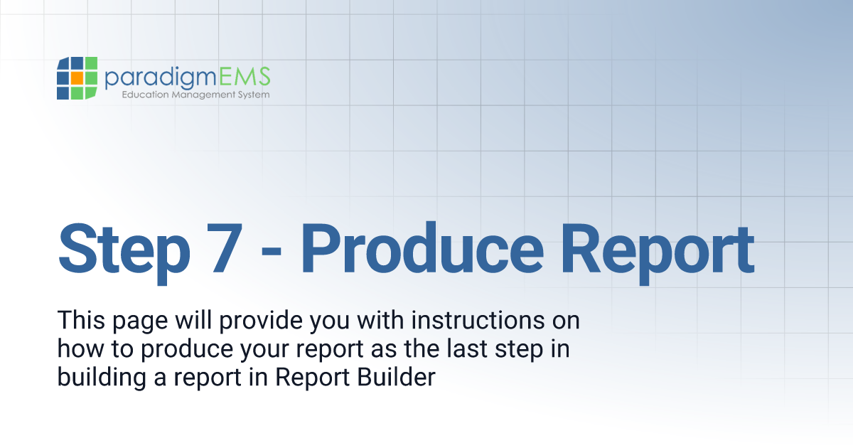 Step 7 - Produce Report | Silverband Documentation