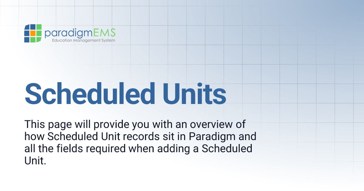 Scheduled Units | Silverband Documentation