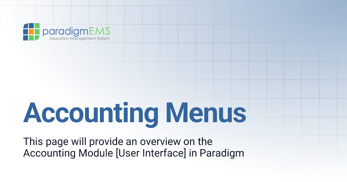 Accounting Menus | Silverband Documentation