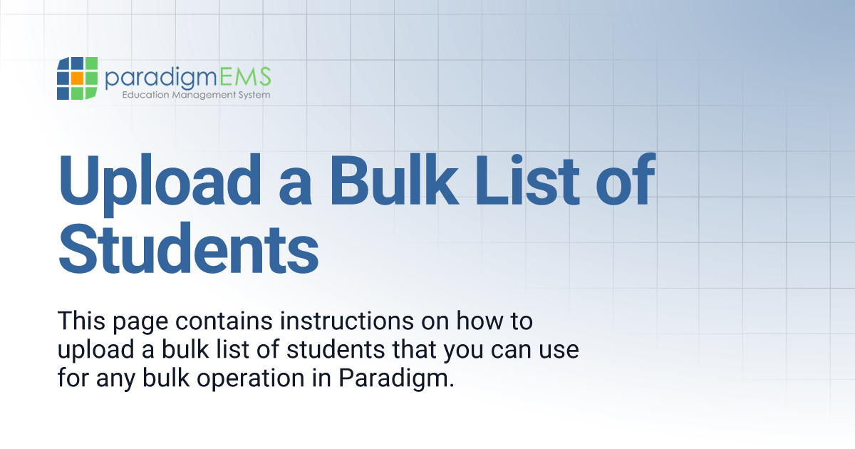 Upload a Bulk List of Students | Silverband Documentation