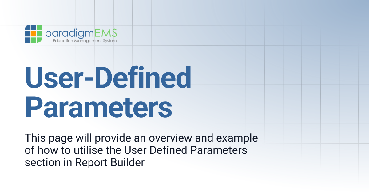 User-Defined Parameters | Silverband Documentation