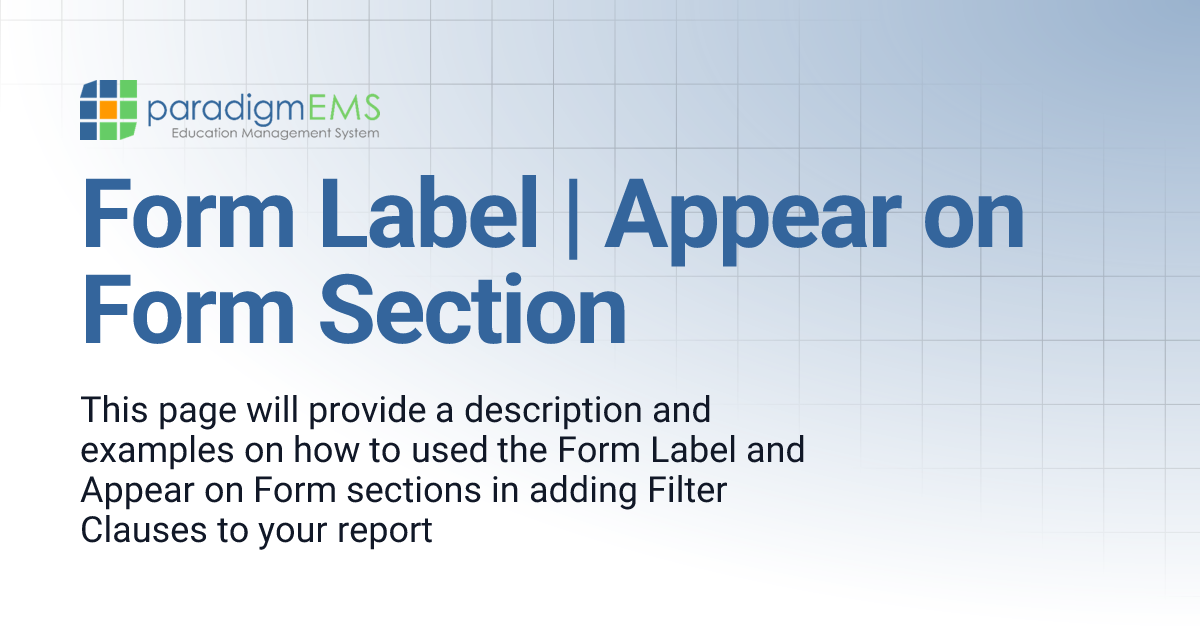 Form Label | Appear on Form Section | Silverband Documentation