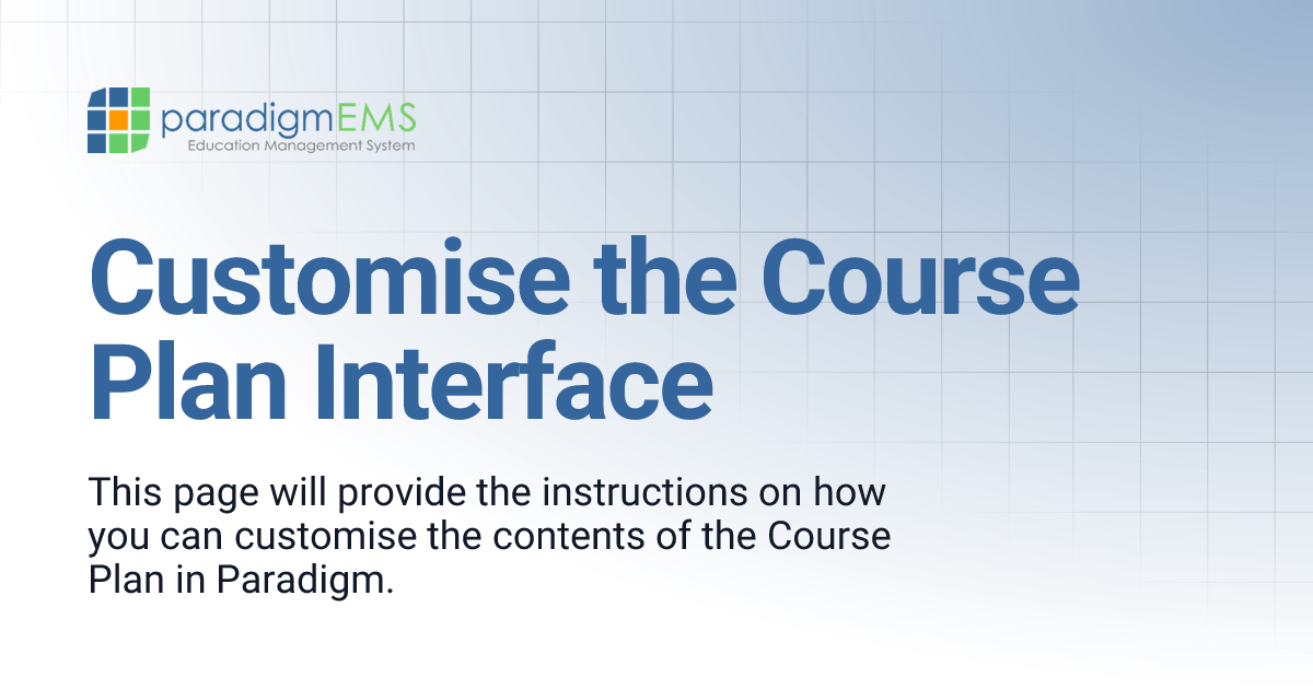 Customise the Course Plan Interface | Silverband Documentation