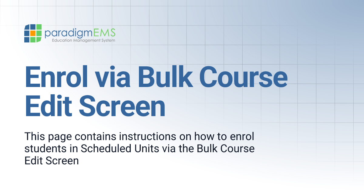 Enrol via Bulk Course Edit Screen | Silverband Documentation
