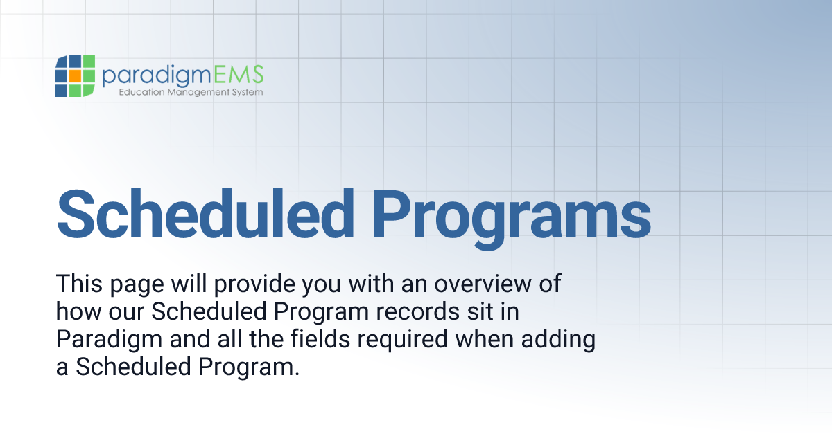 Scheduled Programs | Silverband Documentation