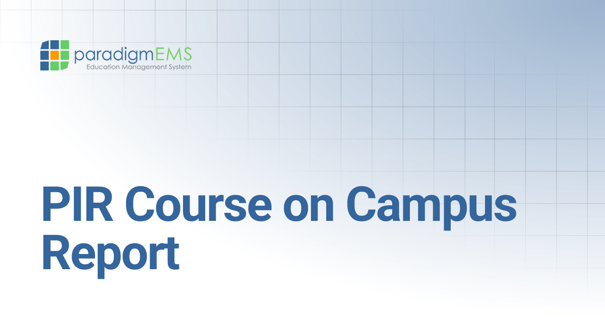 PIR Course on Campus Report | Silverband Documentation