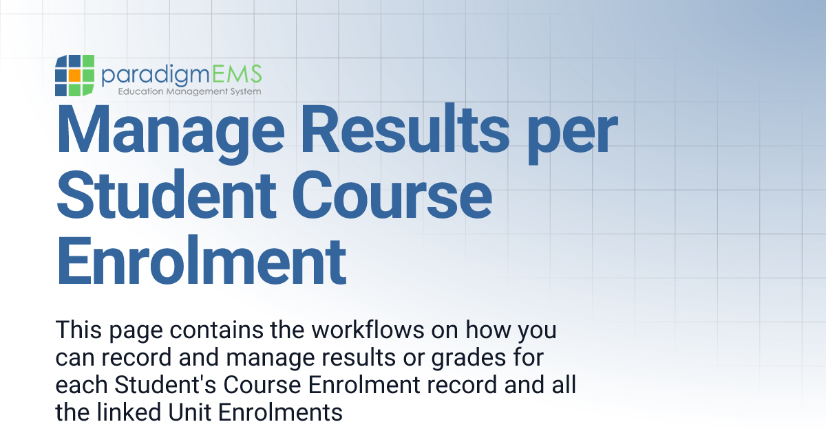 Manage Results per Student Course Enrolment | Silverband Documentation