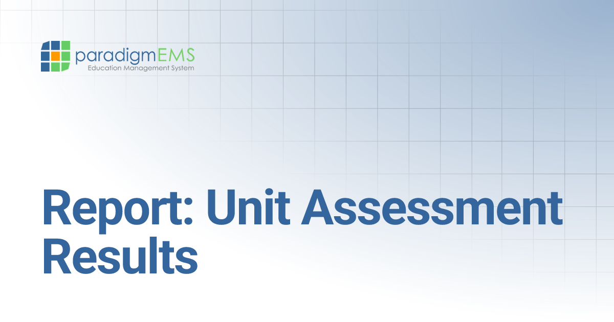 Report: Unit Assessment Results | Silverband Documentation