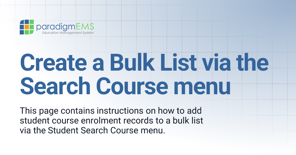Create a Bulk List via the Search Course menu | Silverband Documentation