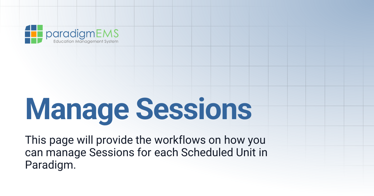 Manage Sessions | Silverband Documentation