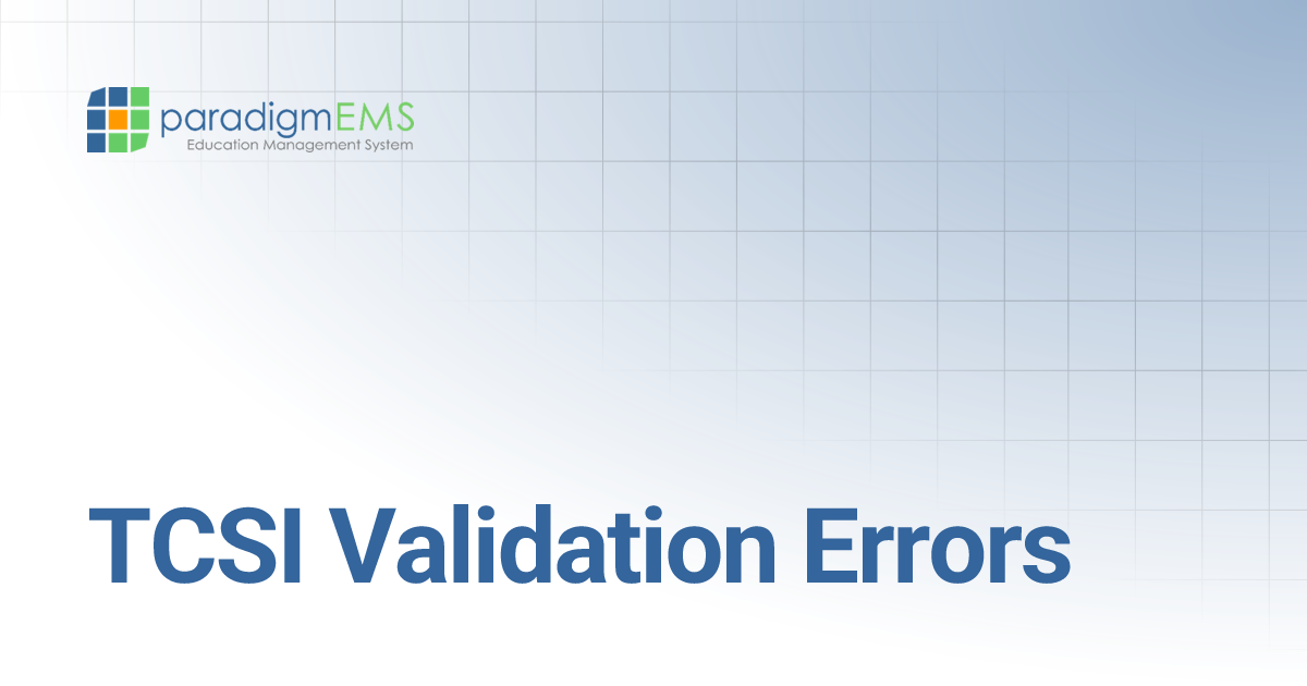 TCSI Validation Errors | Silverband Documentation