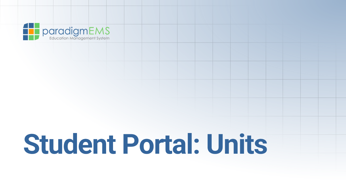 Student Portal: Units | Silverband Documentation