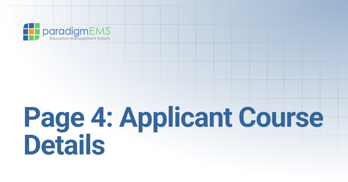 Page 4: Applicant Course Details | Silverband Documentation