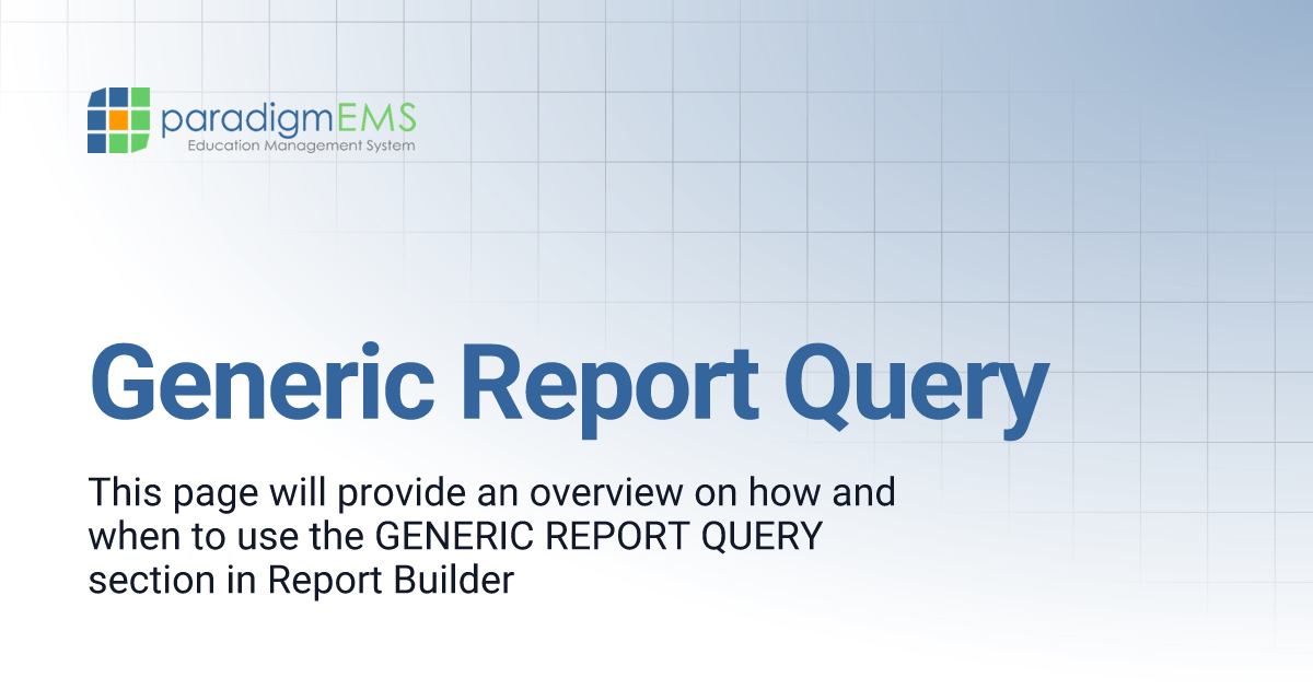 Generic Report Query | Silverband Documentation