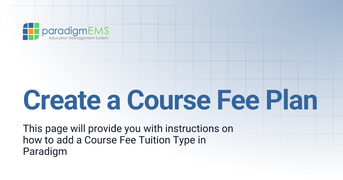 Create a Course Fee Plan | Silverband Documentation