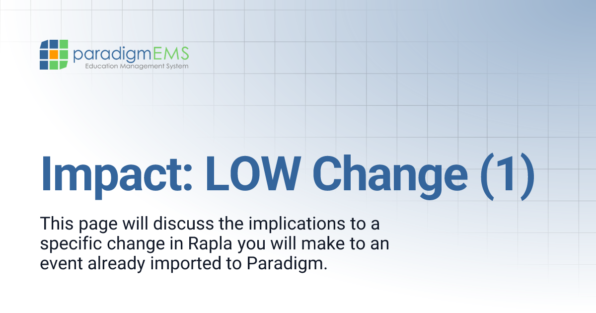 Impact: LOW Change (1) | Silverband Documentation