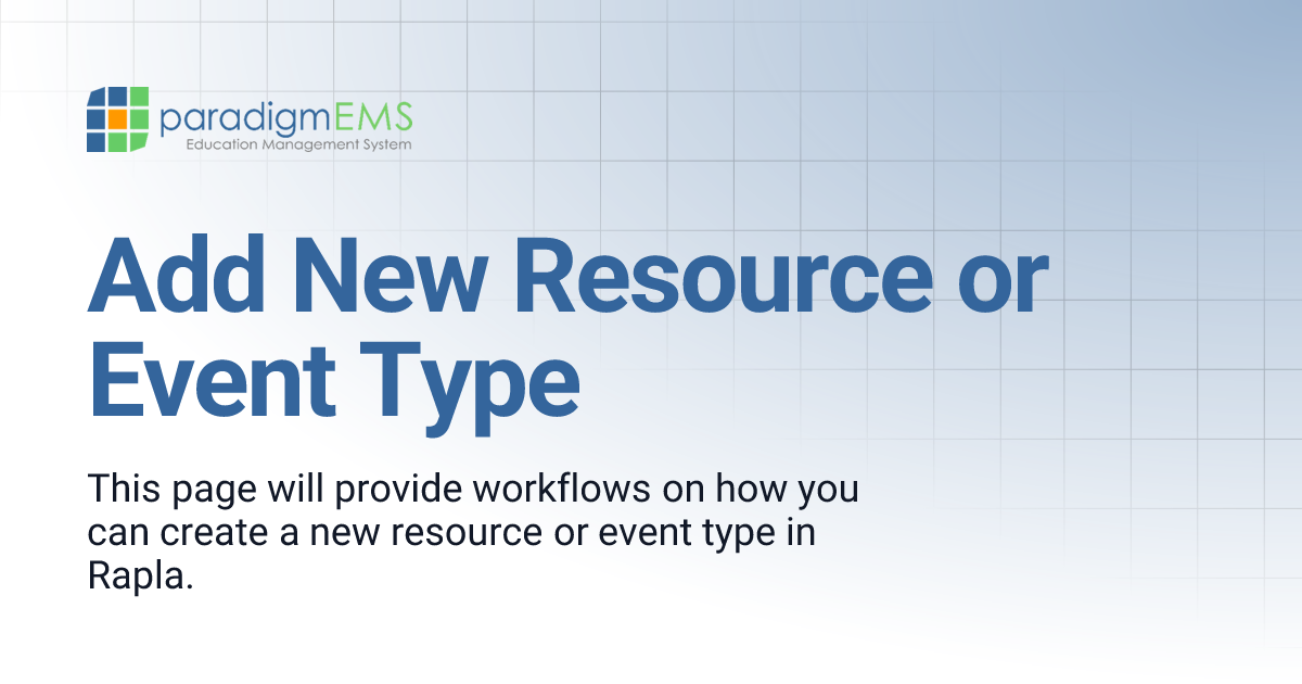 Add New Resource or Event Type | Silverband Documentation