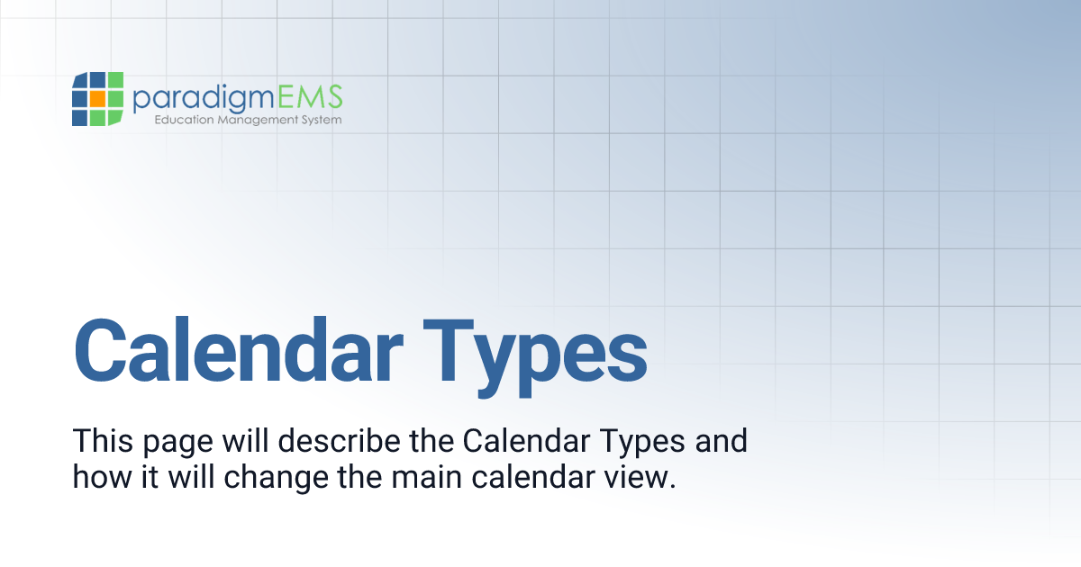 Calendar Types | Silverband Documentation