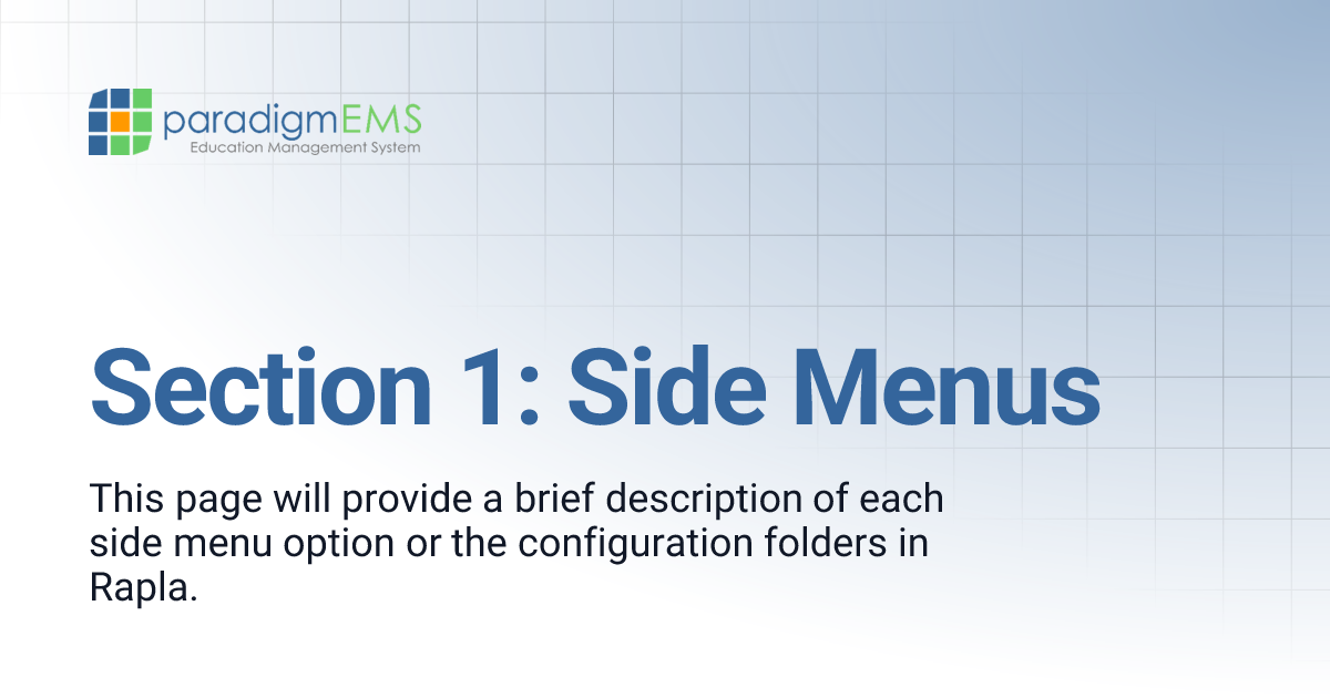 Section 1: Side Menus | Silverband Documentation