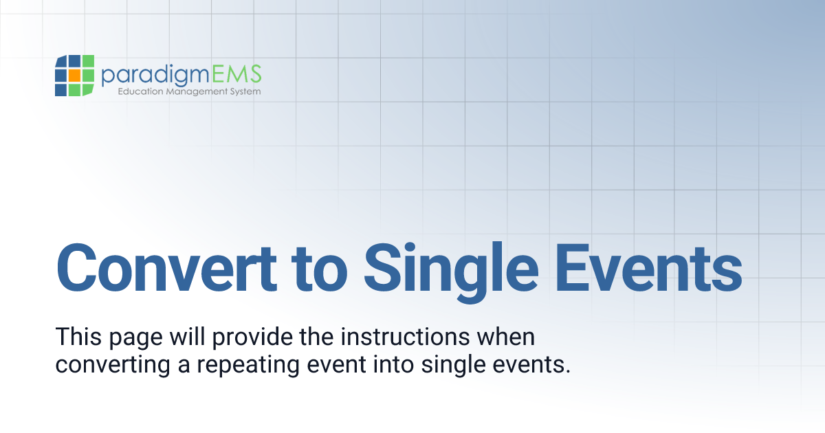 Convert to Single Events | Silverband Documentation