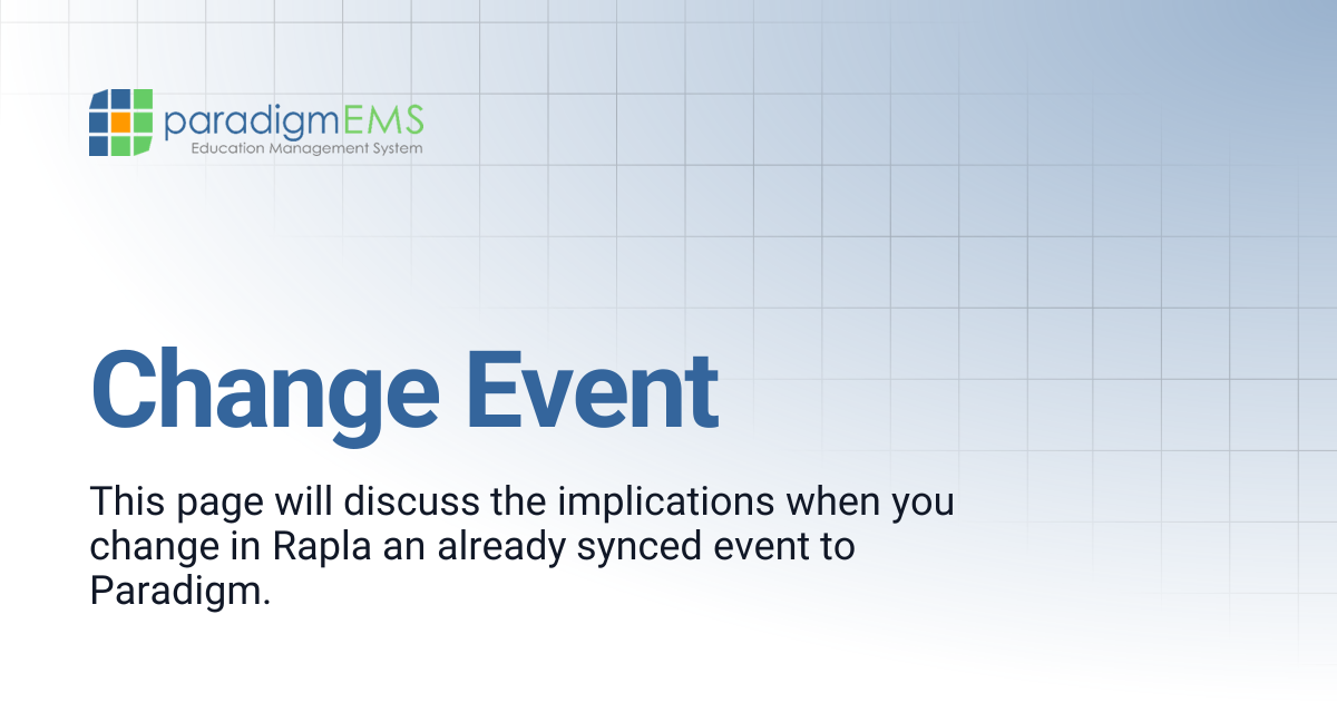 Change Event | Rapla Knowledge Base | Silverband Documentation