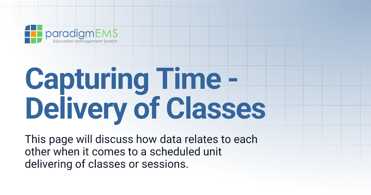 Capturing Time - Delivery of Classes | Silverband Documentation