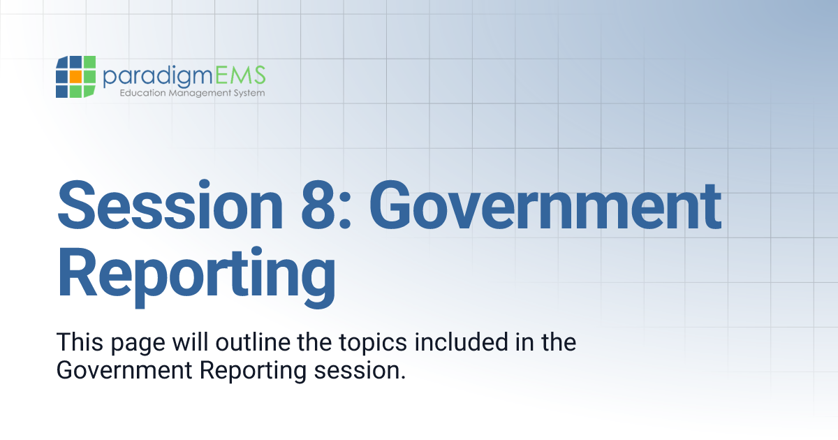 Session 8: Government Reporting | Silverband Documentation