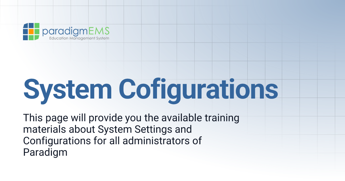 System Cofigurations | Silverband Documentation