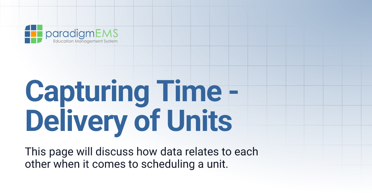 Capturing Time - Delivery of Units | Silverband Documentation